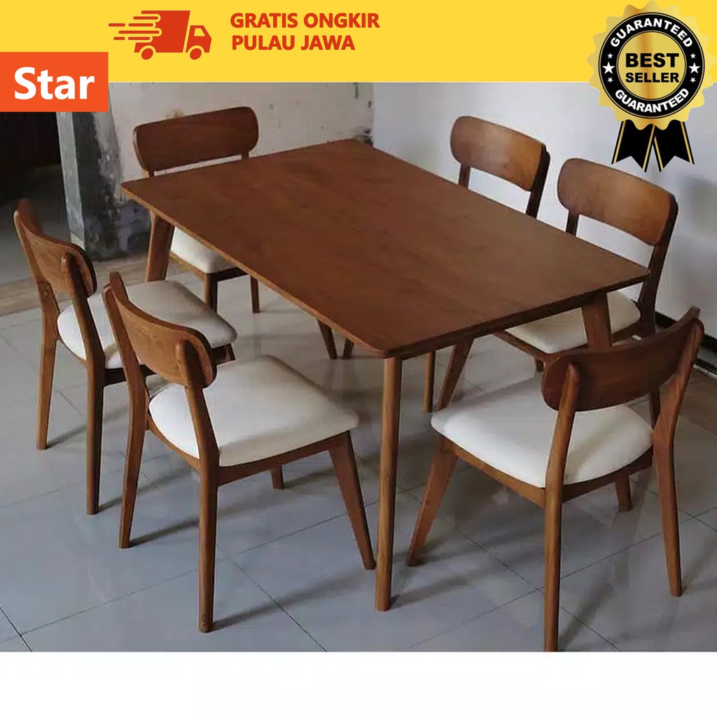 Jual Set Meja Makan dan Kursi Bahan Kayu Jati Minimalis Terbaru Bisa Custom set meja makan retro ...