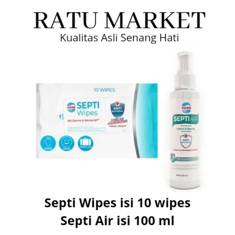 Jual SEPTI WIPES 10 / SEPTI AIR 100 ML / ANTI BACTERIAL | Shopee Indonesia