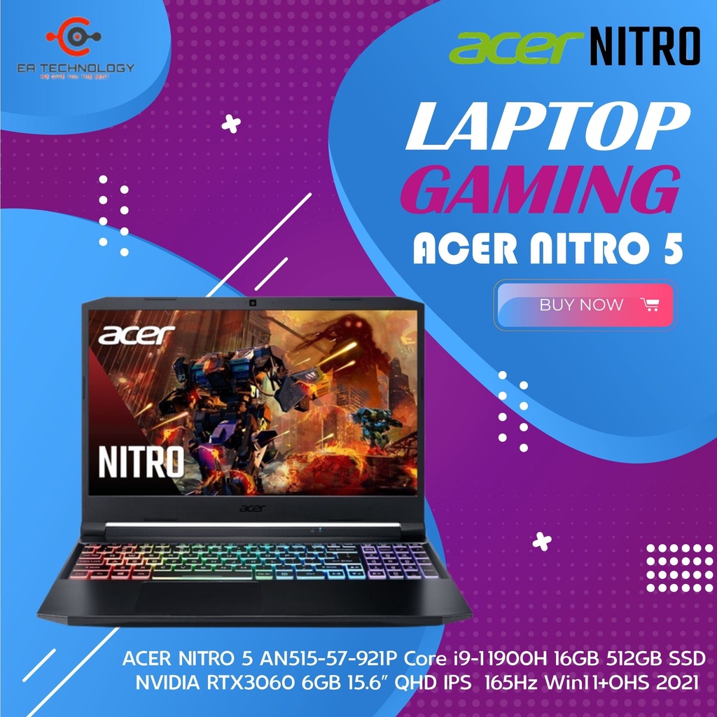 Jual ACER NITRO 5 AN515-57-921P Core i9-11900H 16GB 512SSD RTX3060 6GB ...