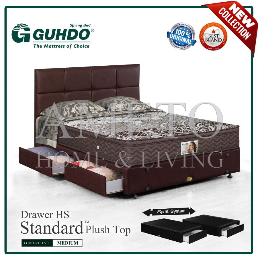 Jual Guhdo Springbed Standard Plush Top 160x200 Drawer Laci HB Caserta Full Set | Shopee Indonesia