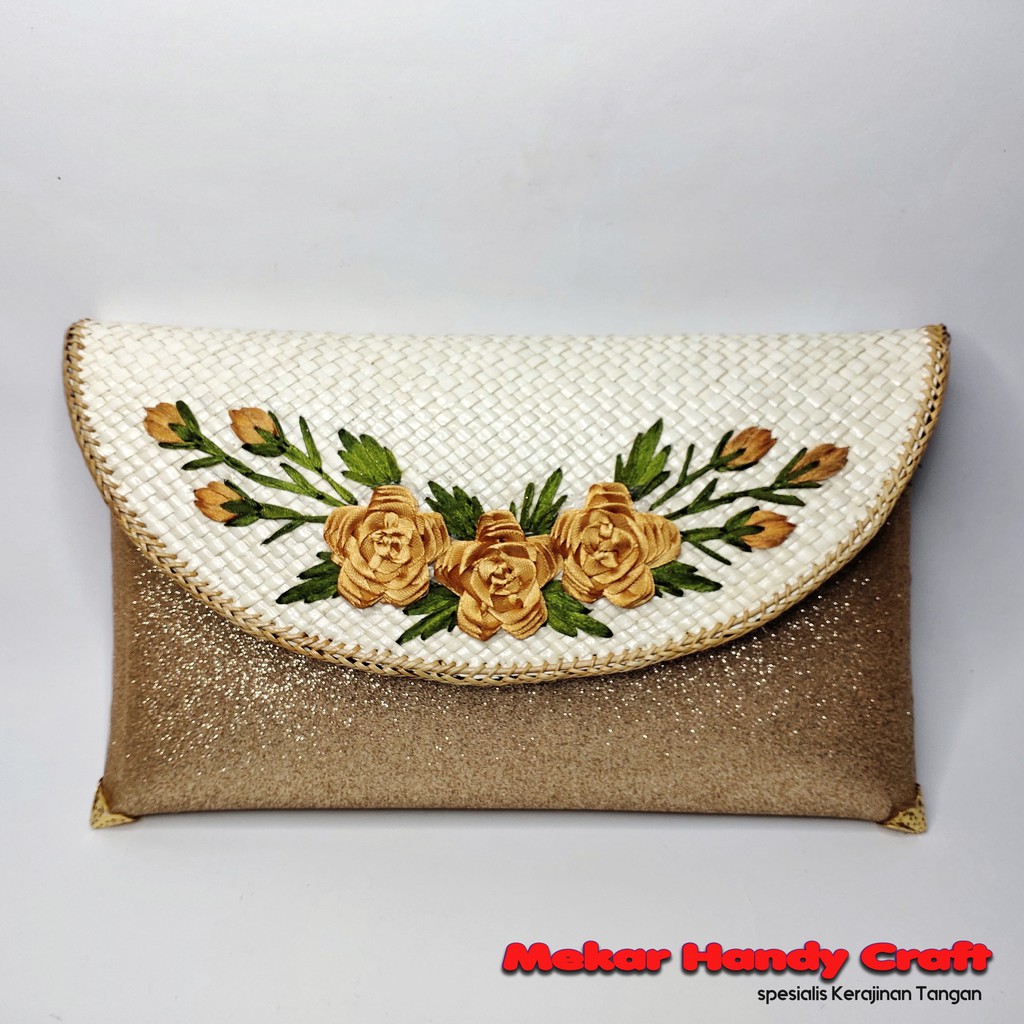 Jual CLUTCH PESTA GLITTER DOMPET ANYAMAN PANDAN SULAM KECIL DAN BESAR ...