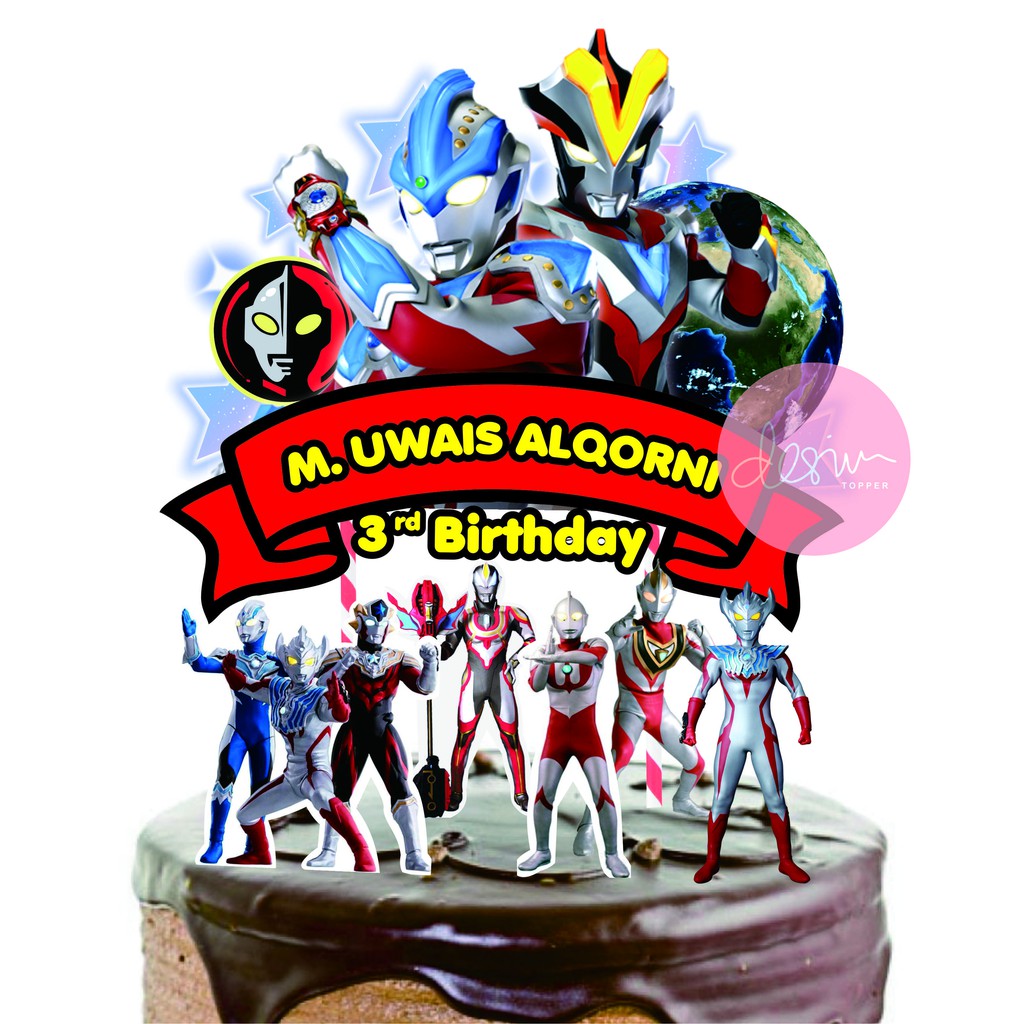 Jual Cake Topper Ultraman (Custom Nama & Umur) FREE PACKING DUS ...