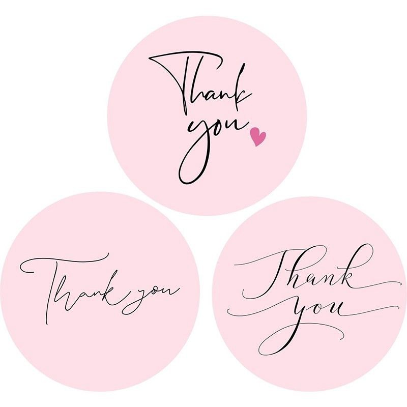 Jual Stiker Thank You Pink Sticker Handwriting Italic elegan segel ...