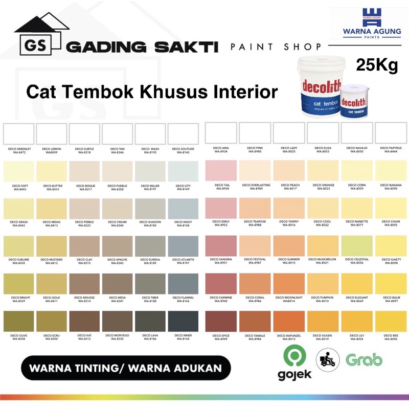 Jual Cat Decolith (Khusus Warna Tinting / Adukan) / Cat Tembok Khusus ...