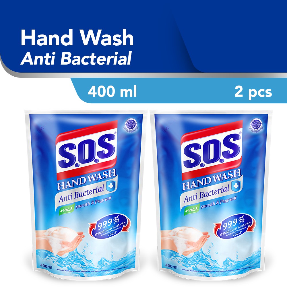 Jual SOS Hand Soap Anti Bacterial Refill 400 ml/2pcs | Shopee Indonesia