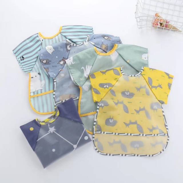 BIB / SLABBER / APRON BAYI LENGAN PENDEK ANTI AIR GAMBAR KARTUN /ALAS ...