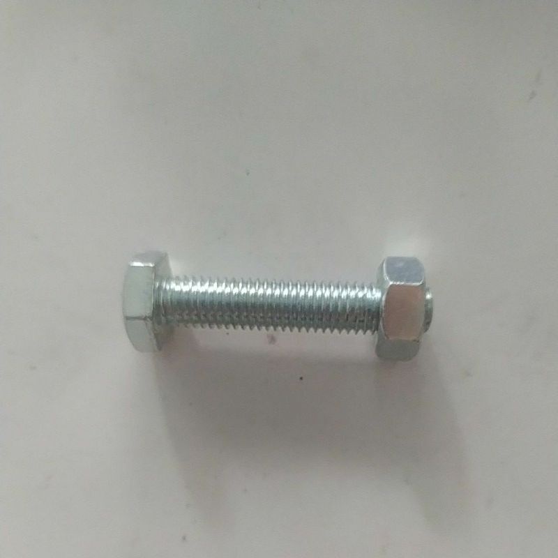 Jual baut mur besi putih M 10 x 50 mm pitch 1.5 kunci 17 panjang 5 cm | Shopee Indonesia