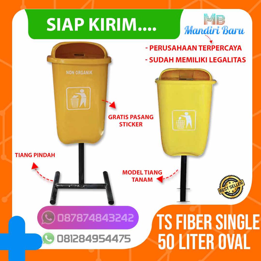 Jual TONG SAMPAH FIBERGLASS SINGLE BULAT 50 LITER ORGANIK ANORGANIK ...