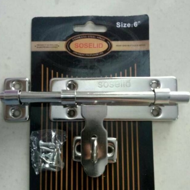 Jual Slot overpal stainless 6 inch slot pintu + kunci gembok grendel ...