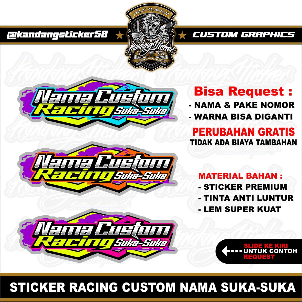 Jual Stiker Racing Custom Satuan Nama Suka Suka Sticker Custom Stiker ... Jual Stiker Racing Custom Satuan Nama Suka Suka Sticker Custom Stiker ...