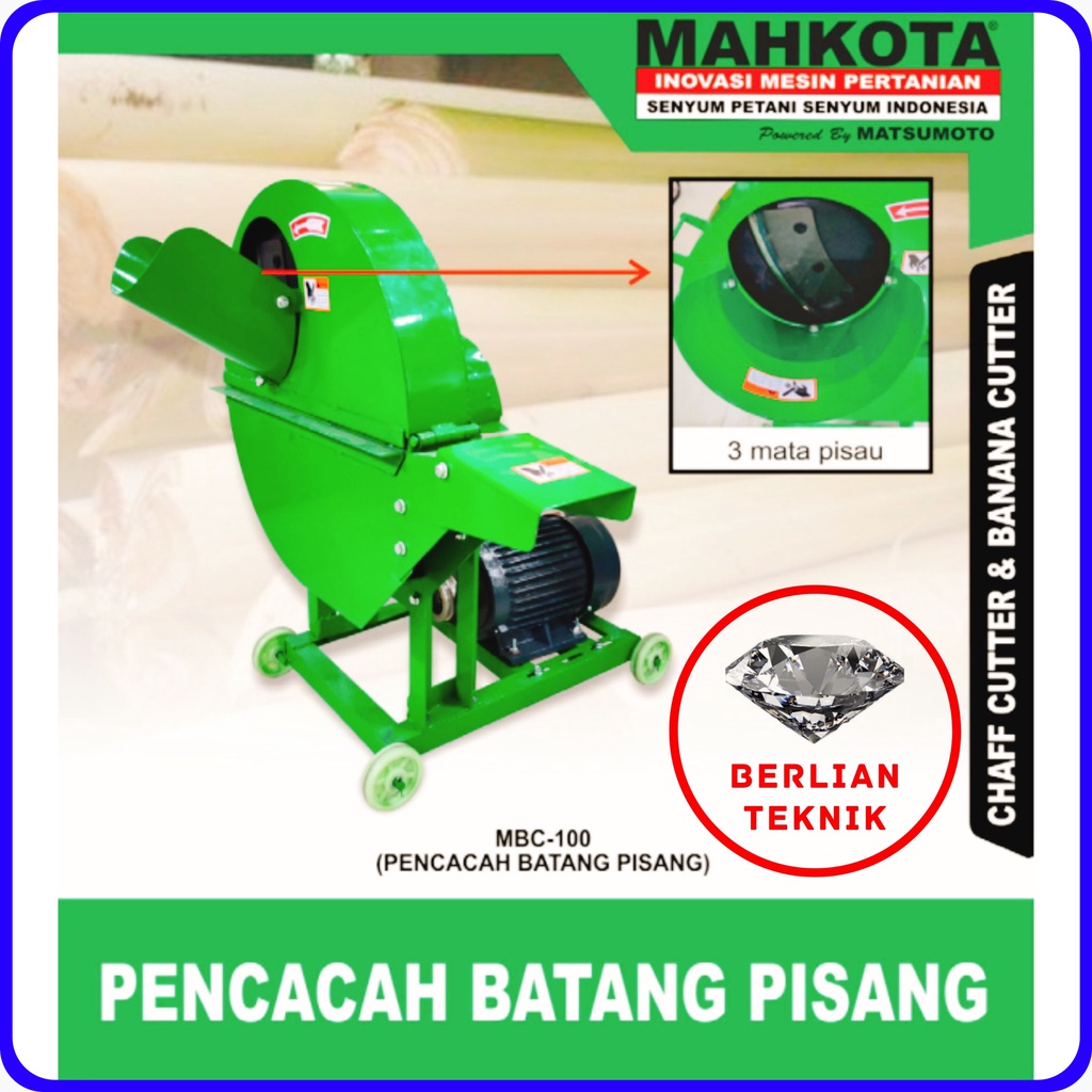 Jual Mesin Pencacah Batang Pohon Pisang Banana Cutter Mahkota MBC 100 + Mesin Bensin 7 HP ...