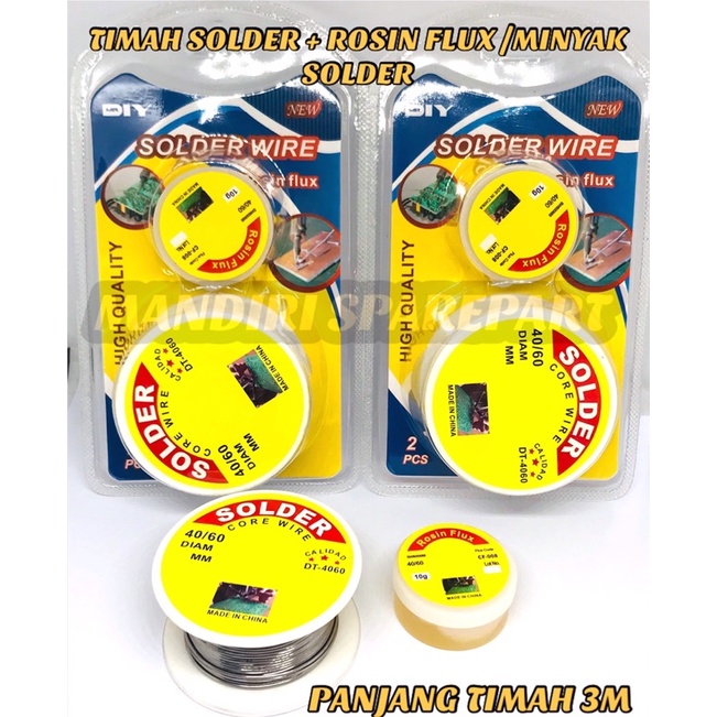 Jual TIMAH SOLDER PANJANG 3M PLUS ROSIN PLUX / MINYAK SOLDER TIMAH SOLDER LISTRIK | Shopee Indonesia