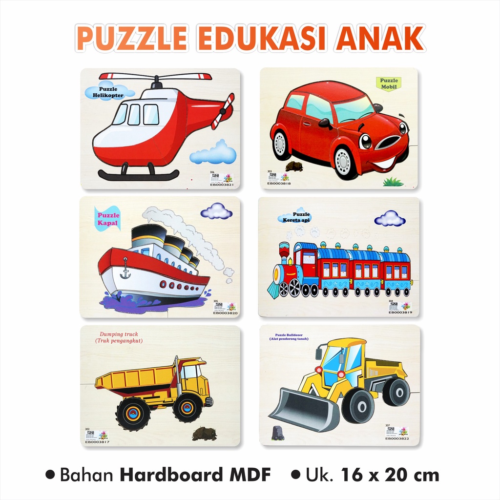 Jual Puzzle Edukasi Anak / Puzzle Kayu / Puzzle Anak : Mobil / Kereta ...