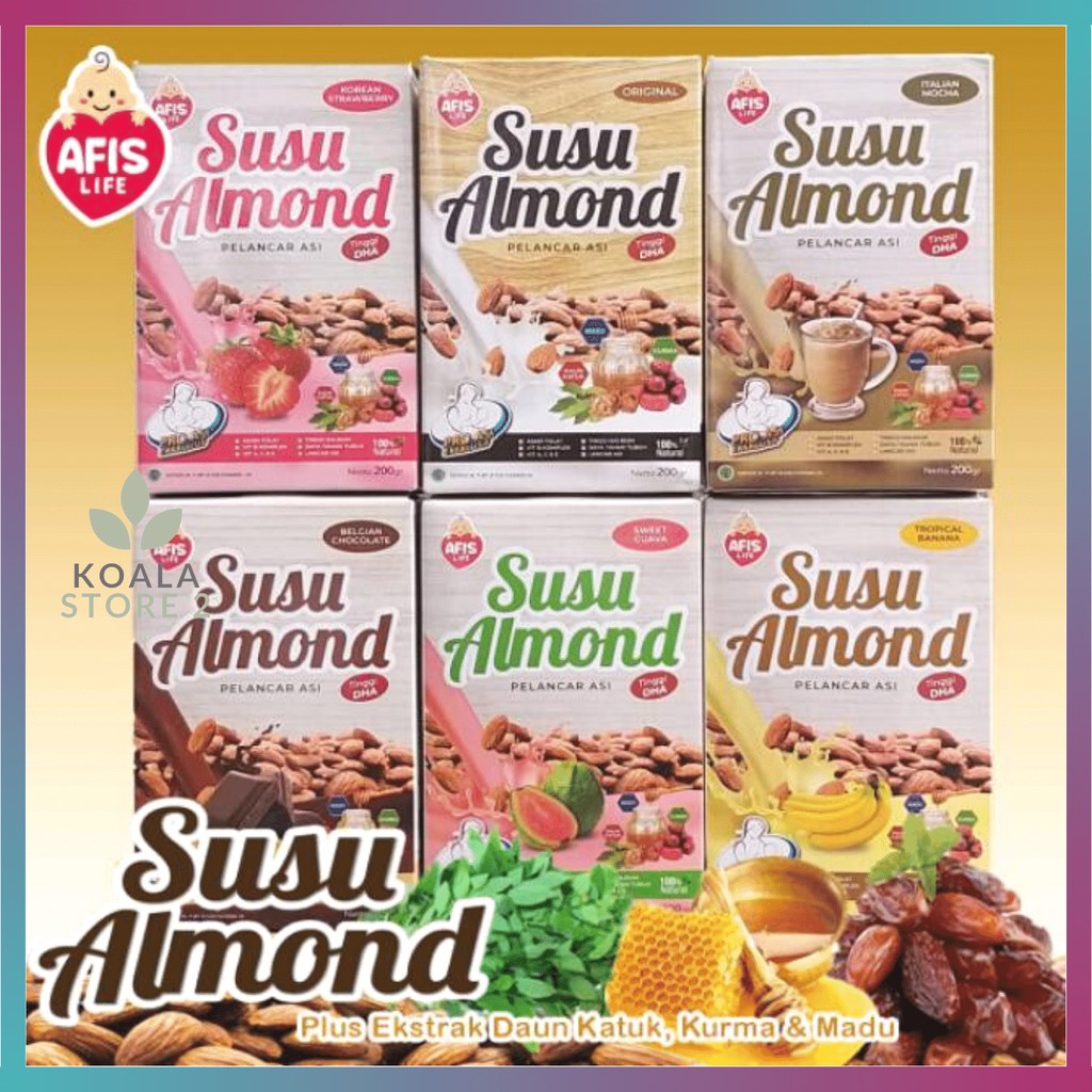 Jual AFIS Susu Bubuk Almond Kemasan Box 200 gr - Asi Booster - Susu ...