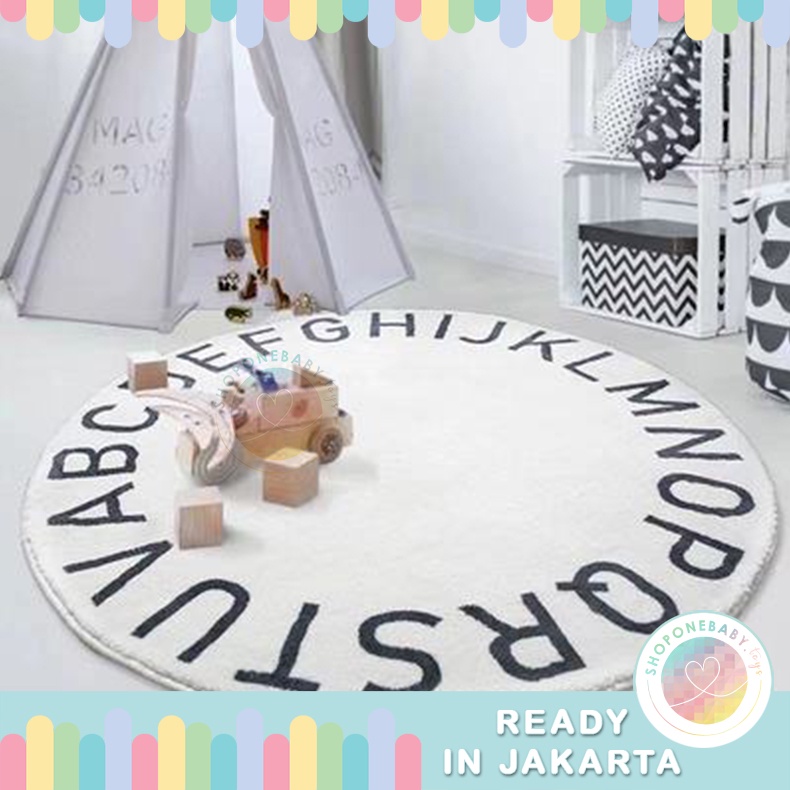 Jual JKT Karpet Bulat Huruf Tikar Main Anak Alphabet ABCD Motif Round ...