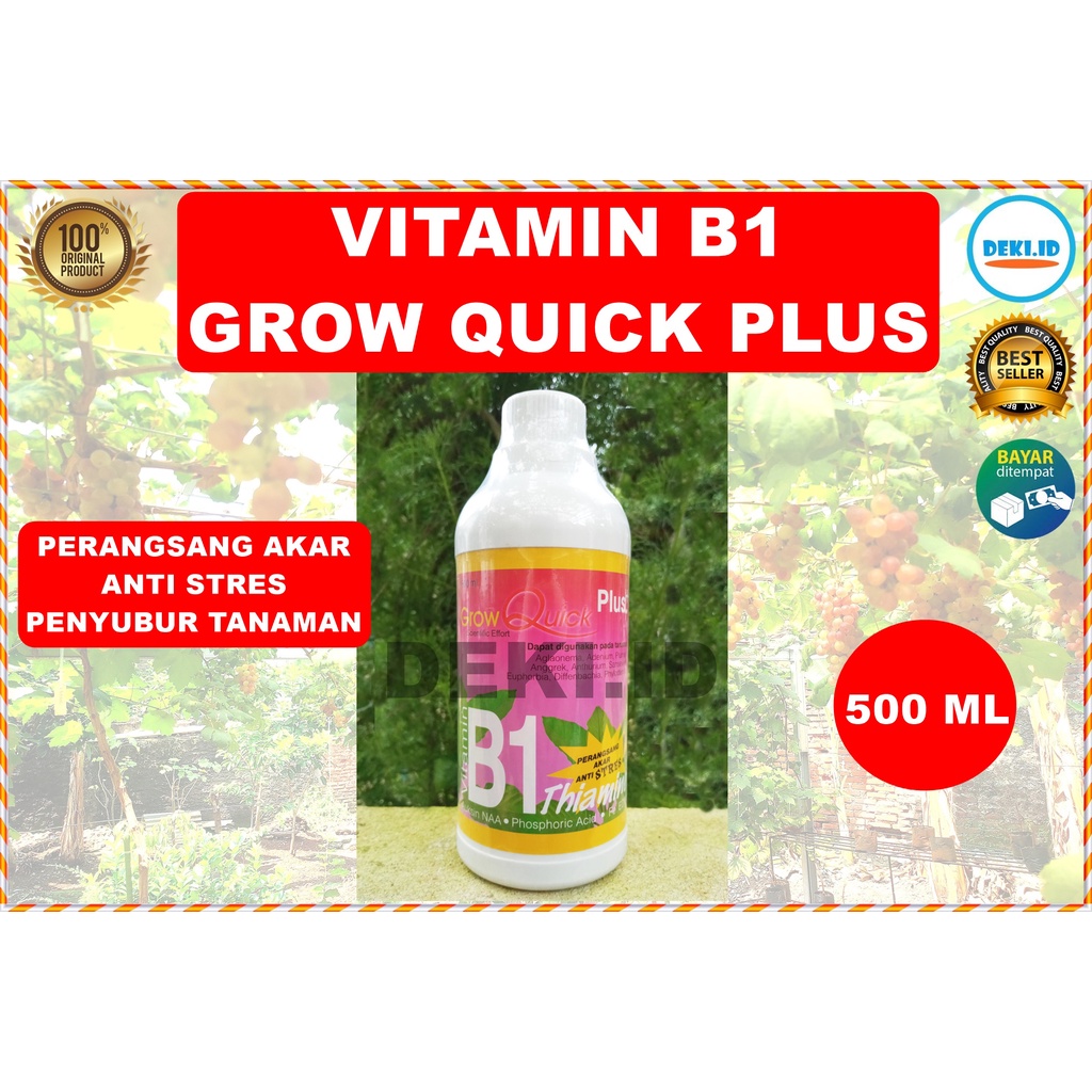 Jual Pupuk Vitamin B1 Grow Quick 500 ml Plus Thiamine ZPT Anti Stres Perangsang Akar Penyubur ...