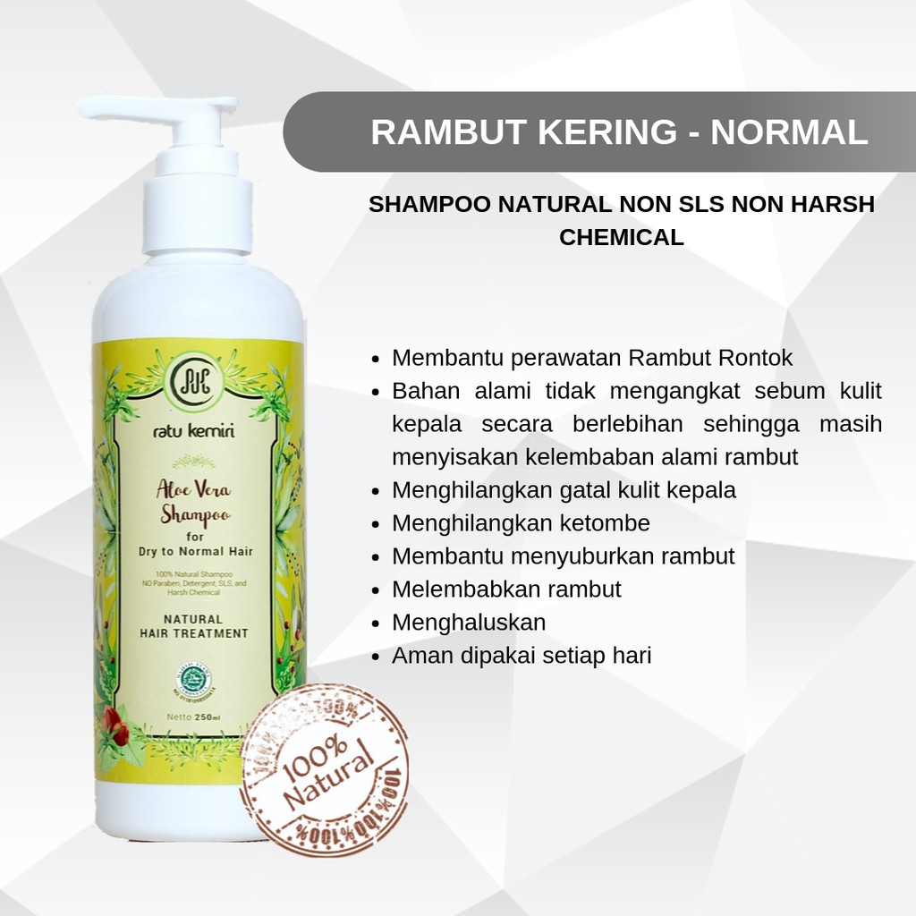 Jual SHAMPOO NATURAL KEMIRI - ALOE VERA (Rambut Kering - Normal ...