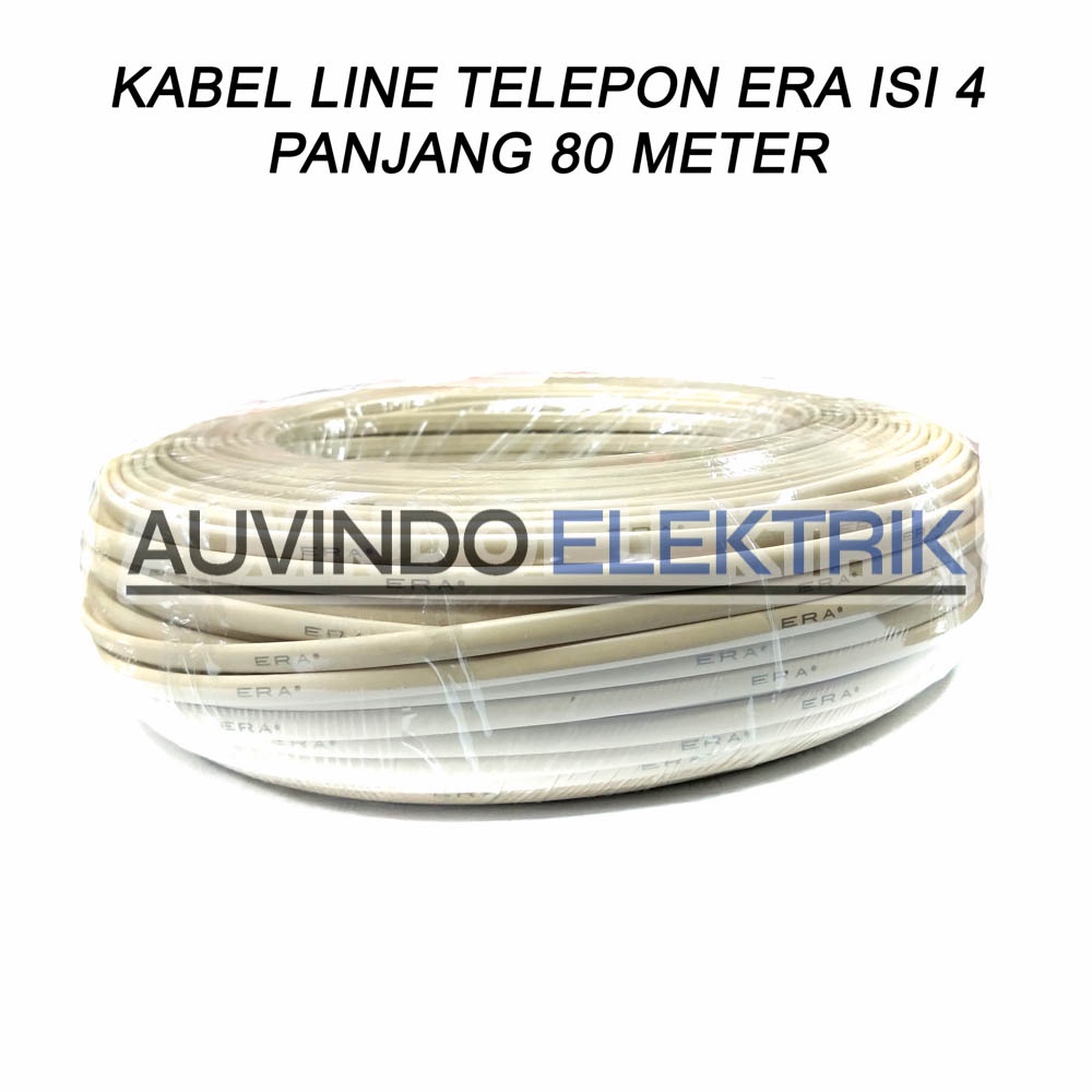 Jual KABEL TELEPON FLAT CREAM 80M ERA 2 PAIR / ISI 4 JALUR CABLE LINE ...