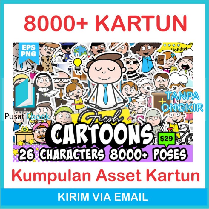 Jual NEW 8000+ Cartoons Character Asset Gambar Desain Grafis Kartun ...