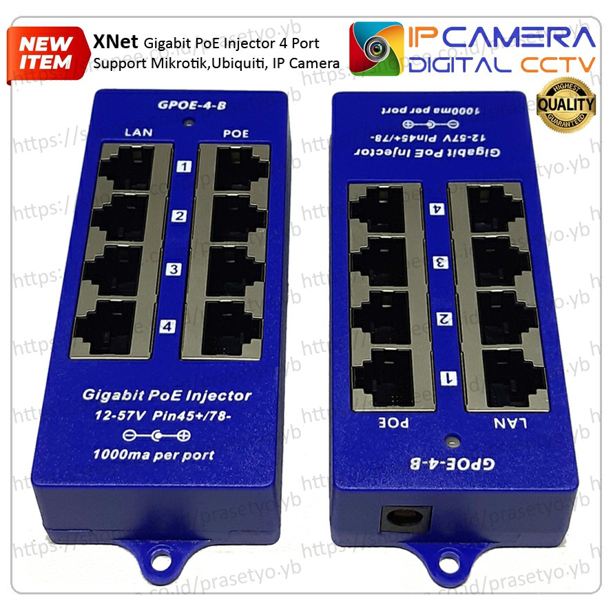 Jual Passive Gigabit PoE Injector 4 Port 100 1000 for Mikrotik UBNT ...