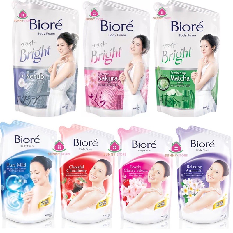 Jual BIORE BRIGHT & BEAUTY BODY FOAM REFILL SABUN MANDI 450ml CAIR MATCHA WHITE 450 ml SAKURA ...