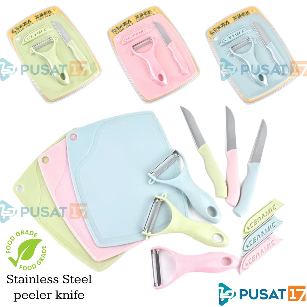 Jual PISAU SET TALENAN 3IN1 STAINLESS PISAU PENGUPAS BUAH SAYUR DAPUR ...