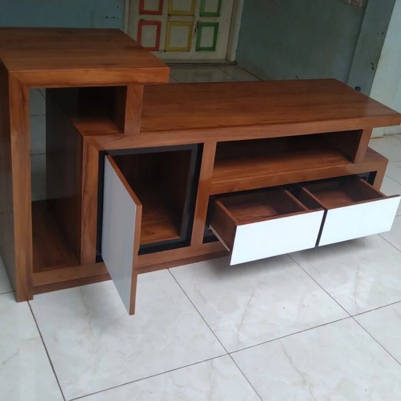 Jual Meja buffet tv minimalis cantik kayu jati | Shopee Indonesia