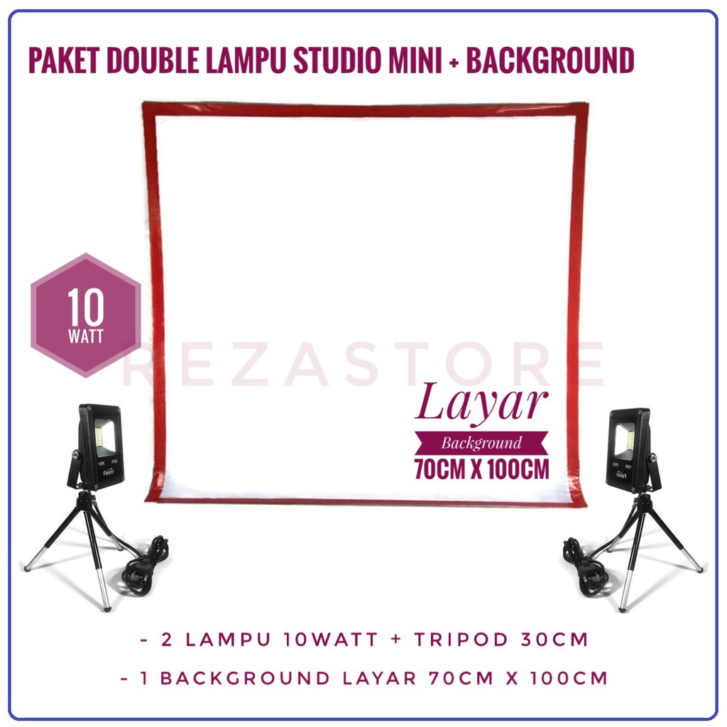 Jual Paket Double Lampu Foto Studio Mini 10 Watt Free Background Tripod ...