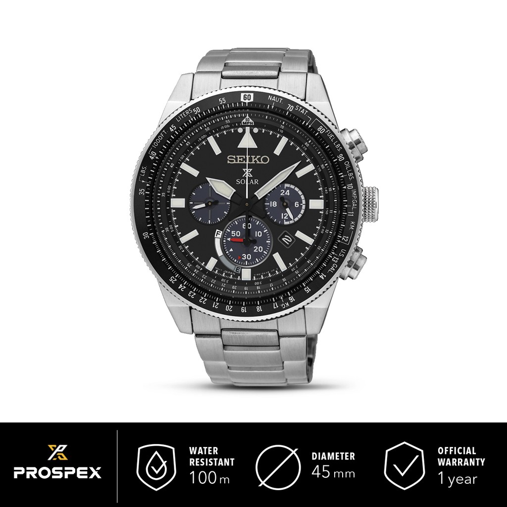 Jam Tangan Pria Seiko Prospex Sky SSC607P1 Solar Chronograph Black Dial ...