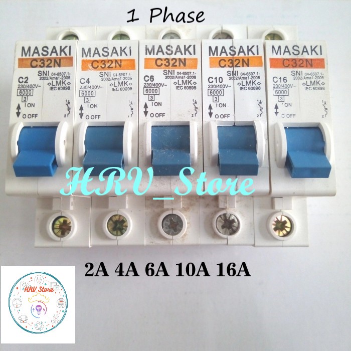 Jual MCB New Masaki, MASAKI TERMIS/MCB 2A/C2 4A/C4 6A/C6 10A/C10 16A ...