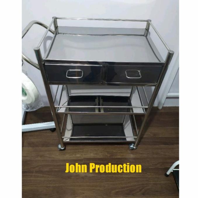 Jual Trolley Instrumen 3 Rak + Laci / Meja Troli Instrumen Rumah Sakit ...