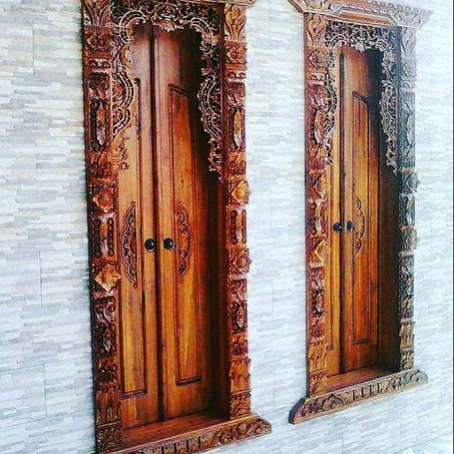 Jual Jendela ukir model pintu bahan kayu jati | Shopee Indonesia