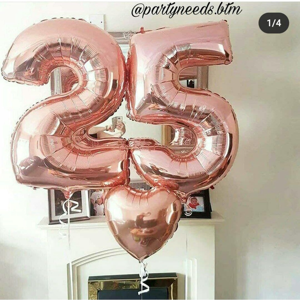 Jual BALON ANGKA JUMBO ROSEGOLD 100CM DAN 80CM DEKORASI ULANG TAHUN ...