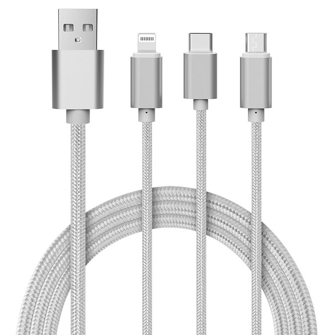 Jual Kabel Charger 3in1 Panjang 1Meter Micro Type C Iphone | Shopee ...