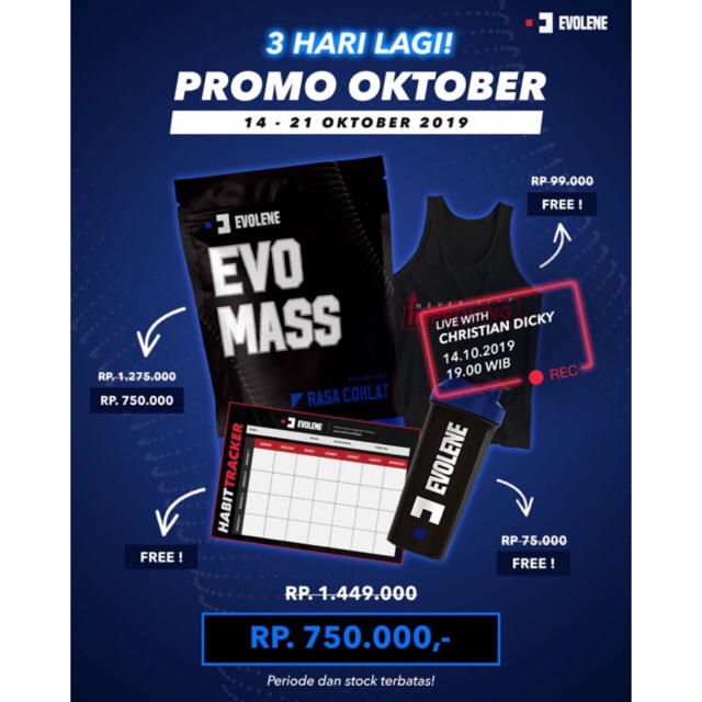 Evolene Evomass Evo Mass Gainer 4500 gram gr 4,5 kilogram kg 10lb 10lbs ...