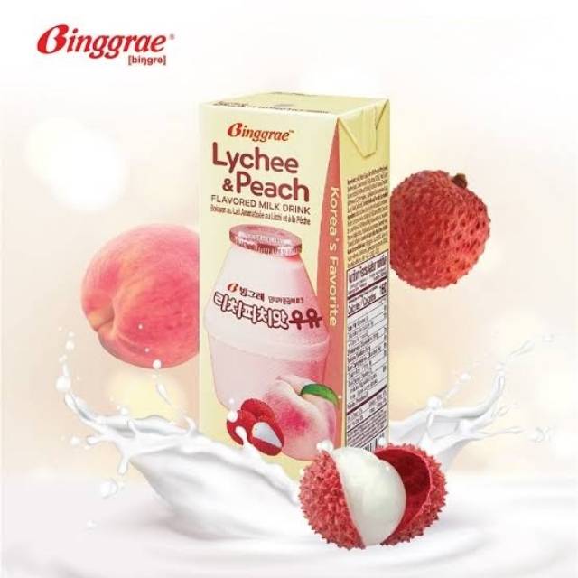 BINGGRAE Lychee & Peach 200 ML Susu Korea Rasa Leci & Persik (Made in ...