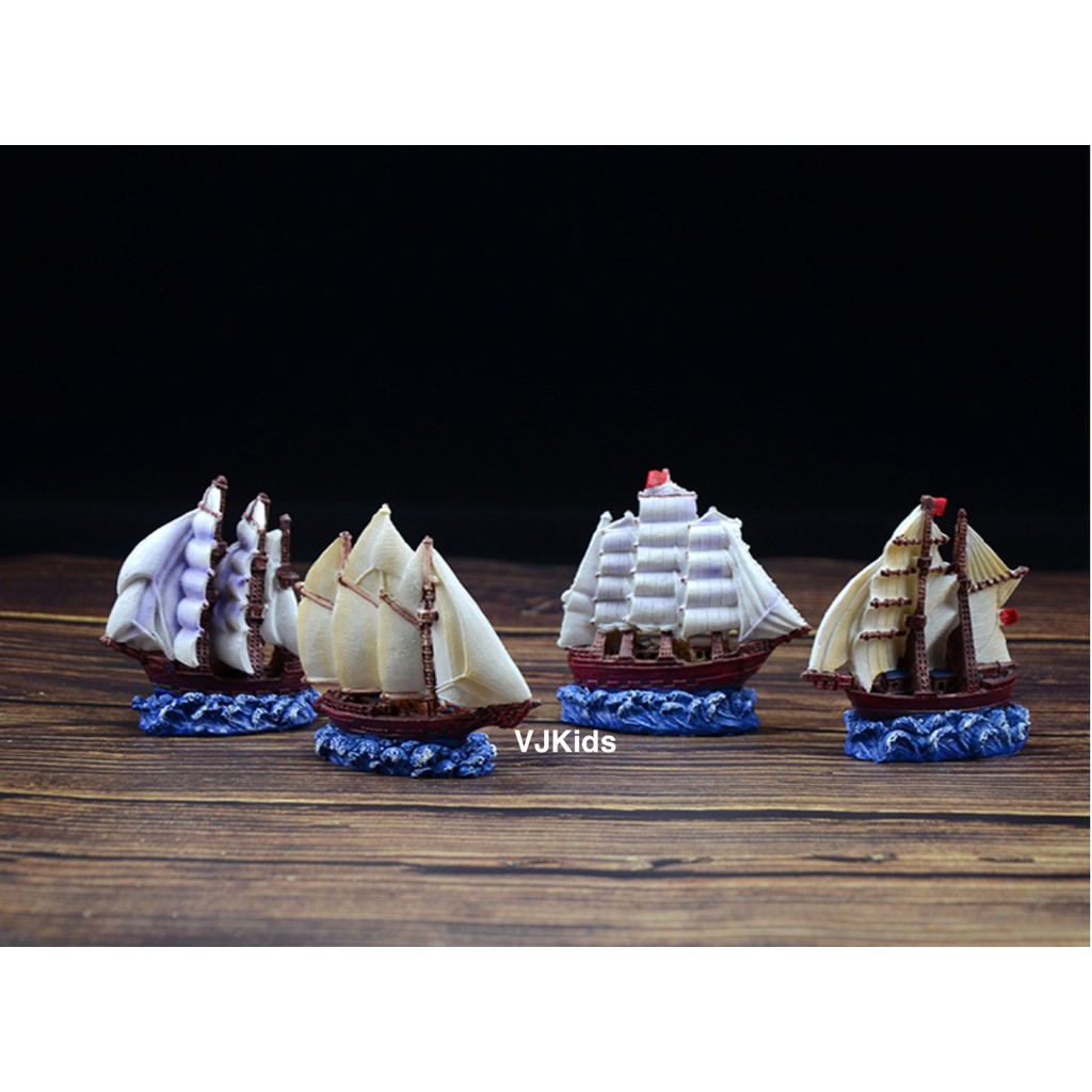 Jual miniatur boat perahu sailing ship ornamen resin pajangan sensory ...