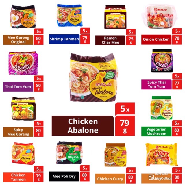Jual Myojo Instant Noodle - Charmee/Curry/Abalone/TomYam/Tanmen/Mee Poh Dry/Mushroom - Mie ...