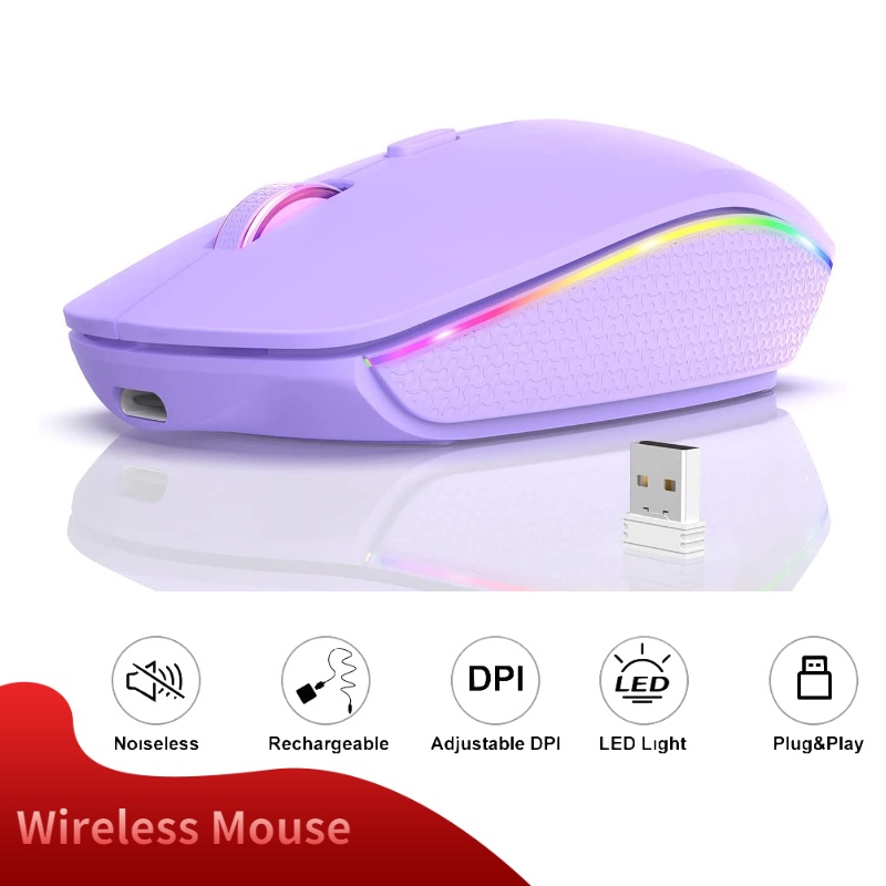 Jual Mouse Wireless Rechargeable LED Silent Slim Ultra Ergonomis Nyaman ...