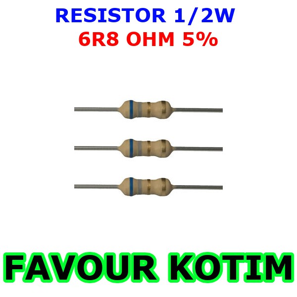Jual RESISTOR 6R8 6.8 OHM 6,8 1/2 WATT 5% R 1/2 W 0.5W 5 PERSEN FVKOTIM ...