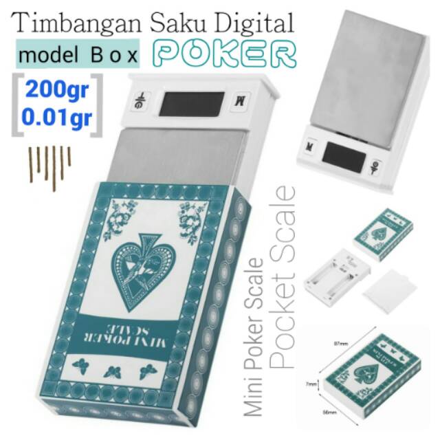 Jual Pocket Scale 200gr x 0.01gr Timbangan Saku unik model Box Poker ...
