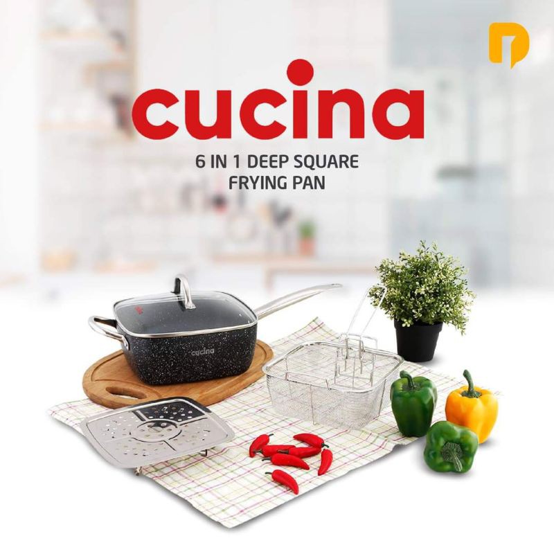 Jual Deep Frying Pan Cucina 6 in 1 Square Panci Multifungsi | Shopee ...