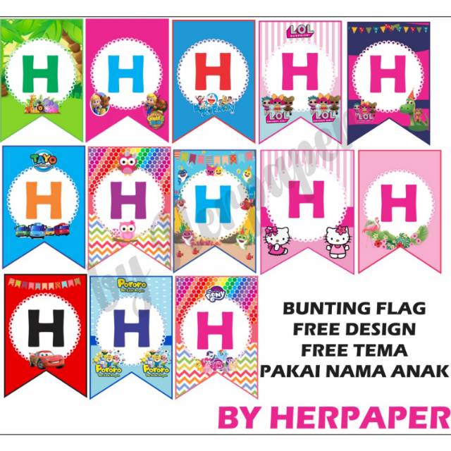 Jual Bunting Flag tema / bunting flag ultah / banner ulang tahun ...