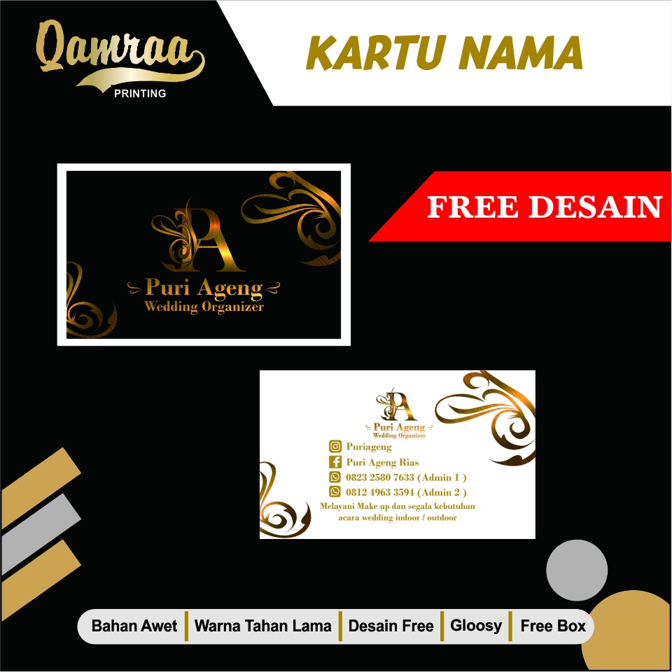 Jual KARTU NAMA I 1 MUKA I 2 MUKA I FREE DESAIN I FREE BOX | Cetak ...