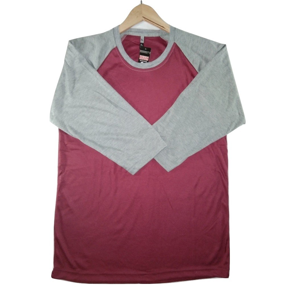 Jual Kaos Raglan/ Kaos Lengan 3/4 Gratis Ongkir - Badan Marun Lengan Abu | Shopee Indonesia