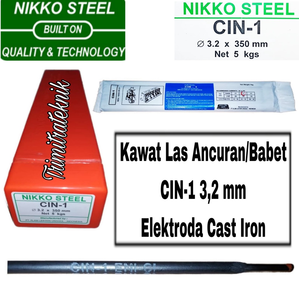 Jual Kawat Las Ancuran Las Babet CIN-1 3,2mmx350mm 1 Kg Produk Nikko Steel Hasil Las Bisa Di ...