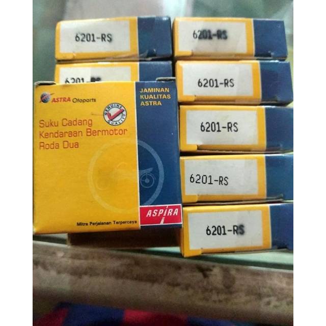 BEARING KELAKER KODE 6201 RS MERK ASPIRA ISI SKF UNTUK RODA DEPAN MATIC ...