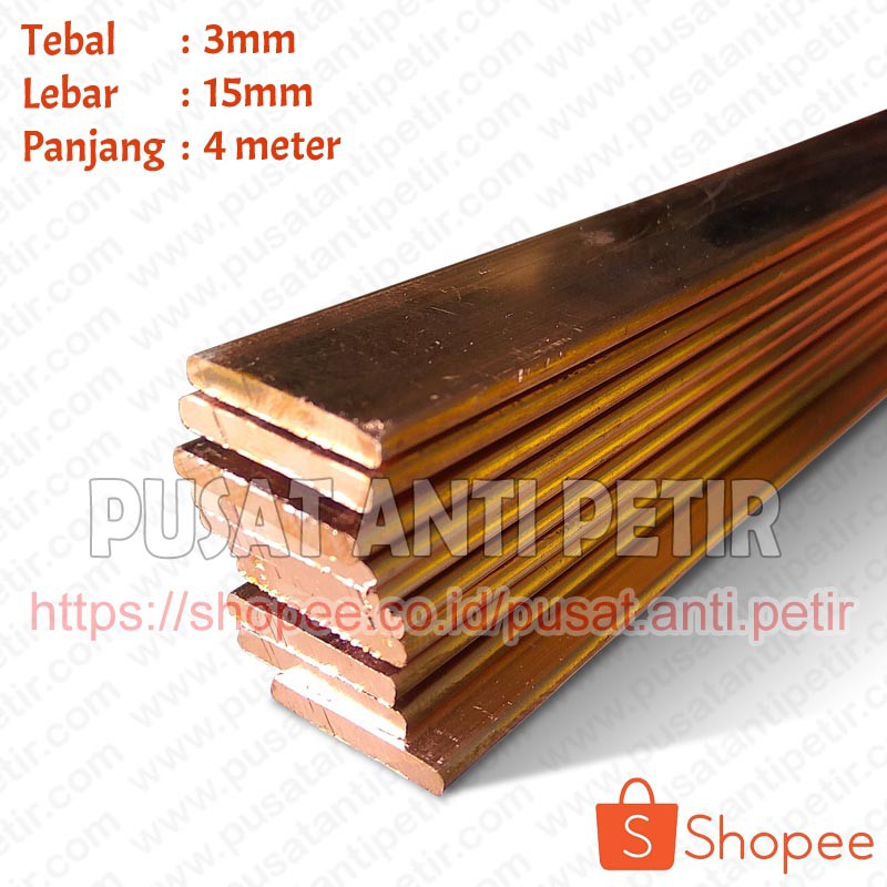 Jual Plat Tembaga Grounding 3x15x4000 / Busbar Panel / Copper Bar ...