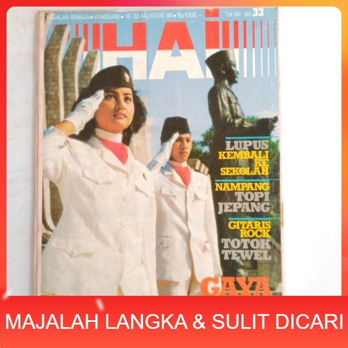 Jual Majalah HAI No.33 Agu 1988 Cover GAYA PASKIBRAKA ( HARD COVER ) Langka | Shopee Indonesia