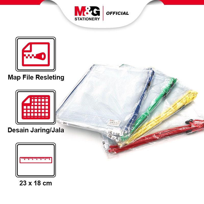Jual M&G Mesh Zipper Bag A5 / File Map Jaring PVC + Resleting A5 ...